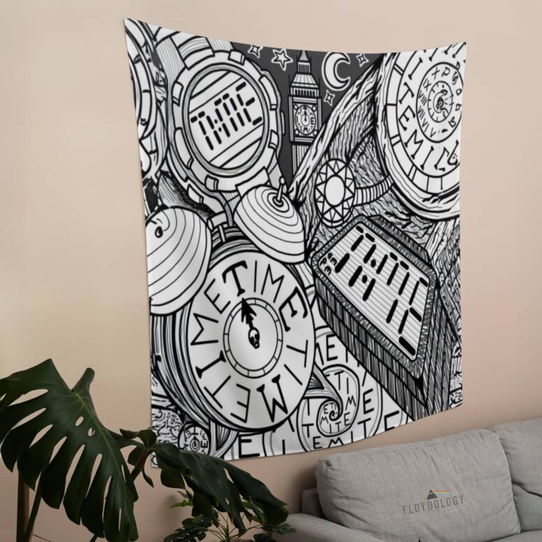 Time Hand drawing art Pink Floyd Tapestry - OtherBrick